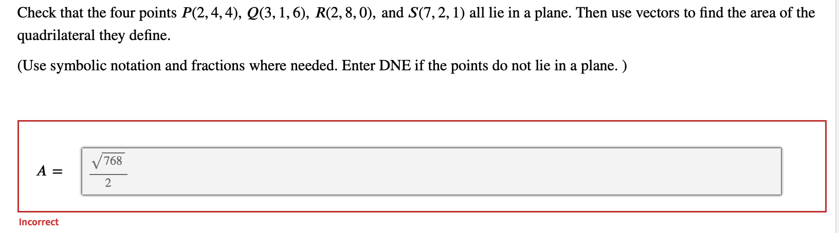 Solved Check that the four points | Chegg.com