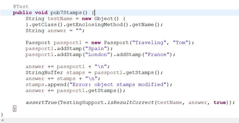 Solved public Passport addStamp (String stamp) getstamps(); | Chegg.com
