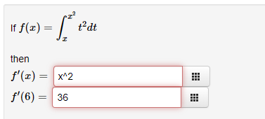 Solved If f(x)=∫xx2t2dt then f′(x)= f′(6)= | Chegg.com