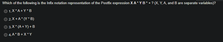 Solved Which of the following is the Infix notation | Chegg.com