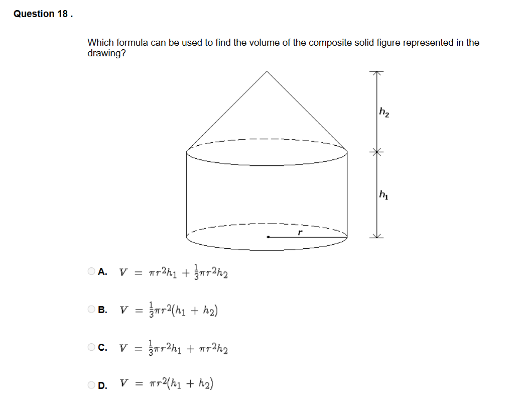 Solved Which formula can be used to find the volume of the | Chegg.com