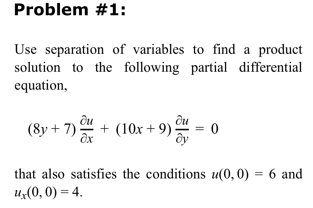 Solved Use separation of variables to find a product | Chegg.com