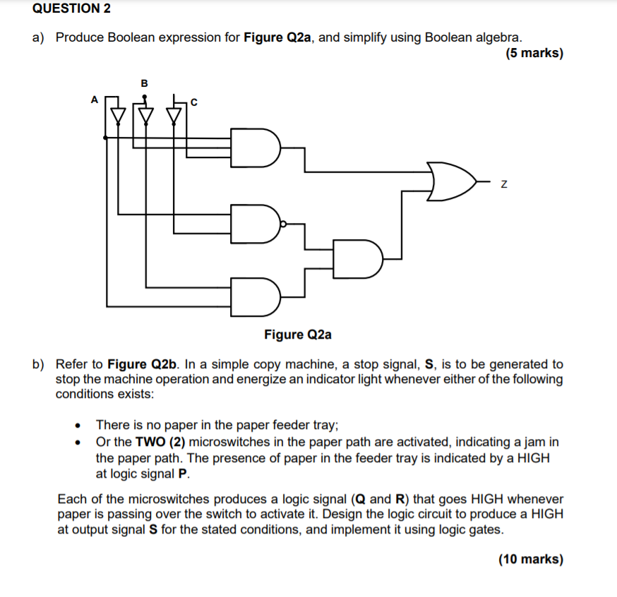 Solved QUESTION 2 a) Produce Boolean expression for Figure | Chegg.com