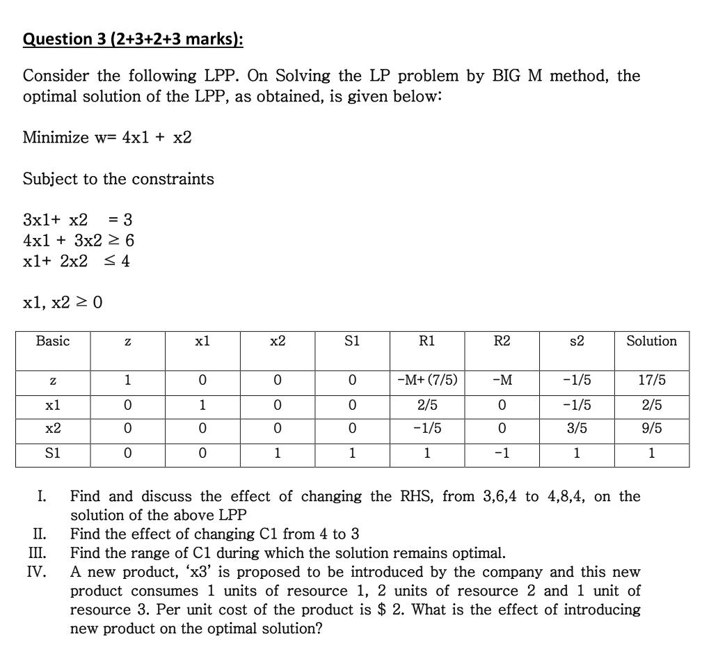 Consider the following LPP. On Solving the LP problem | Chegg.com