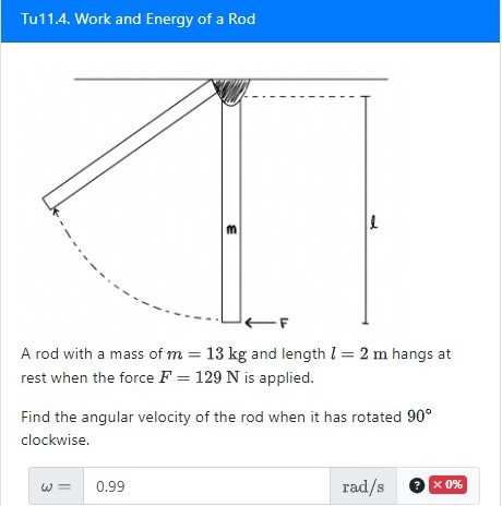 Solved Tu11.4. ﻿Work and Energy of a RodA rod with a mass of | Chegg.com