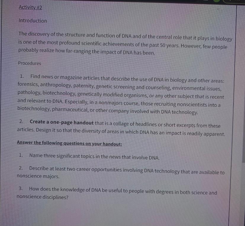 Introduction The discovery of the structure and | Chegg.com