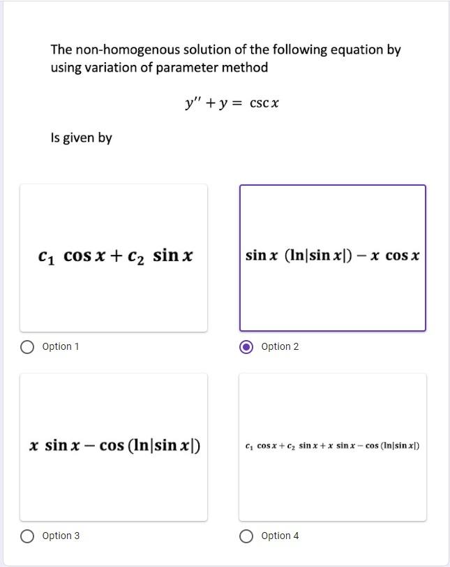 Solved The non-homogenous solution of the following equation | Chegg.com