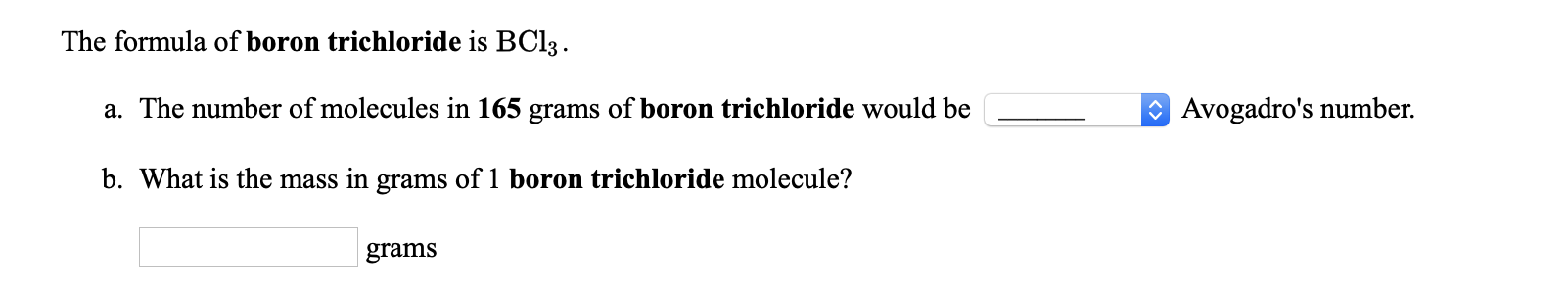 Solved The formula of boron trichloride is BCl3. a. The | Chegg.com