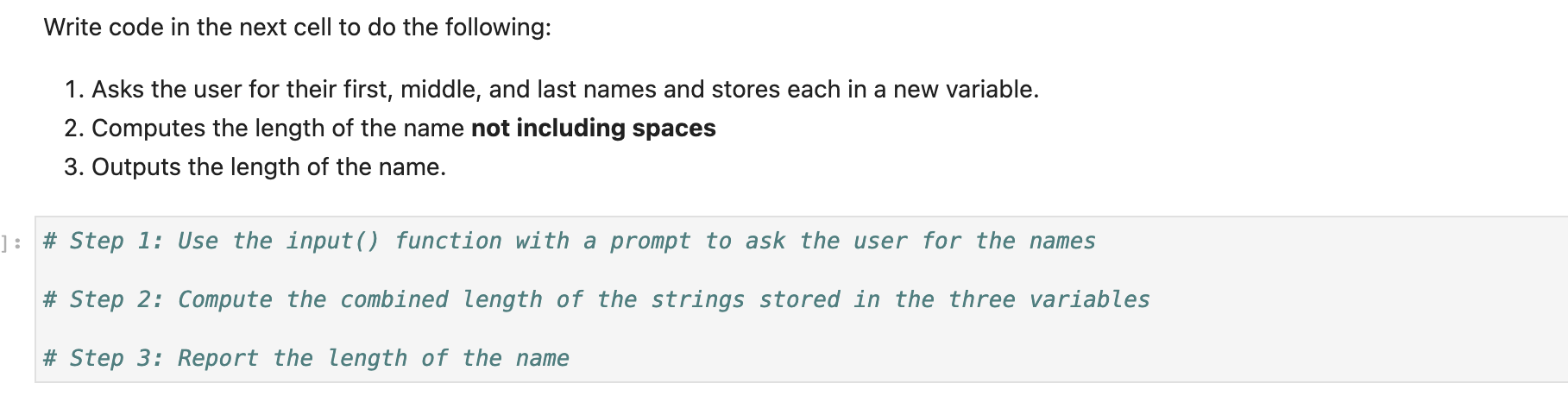 Solved Write code in the next cell to do the following: 1. | Chegg.com