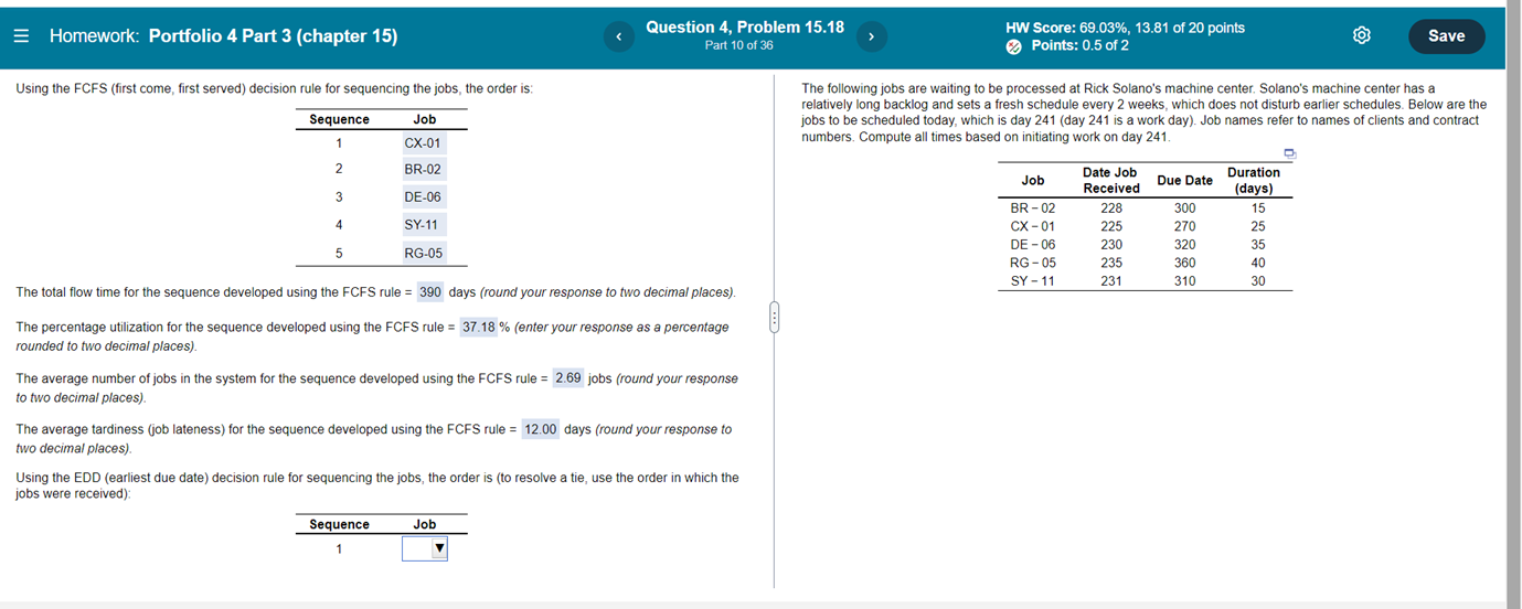Solved EDD TOTAL FLOW TIME = AVERAGE COMPLETION TIME = | Chegg.com