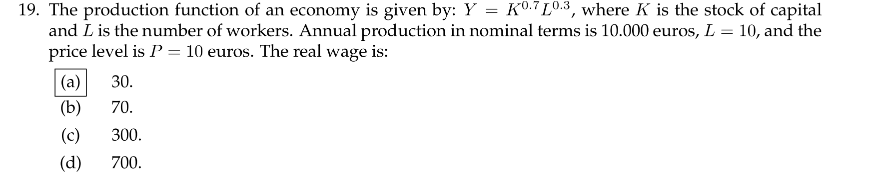 Solved 9. The production function of an economy is given by: | Chegg.com