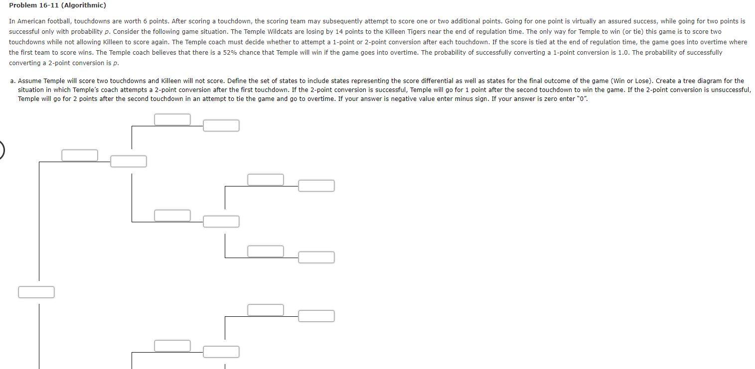 Solved In American football, touchdowns are worth 6 points. | Chegg.com