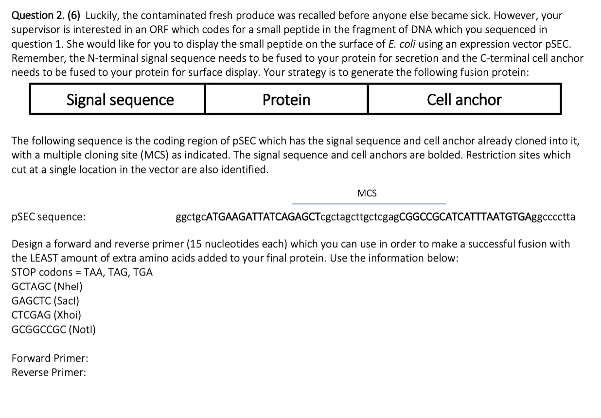 Solved Question 2. (6) Luckily, the contaminated fresh | Chegg.com
