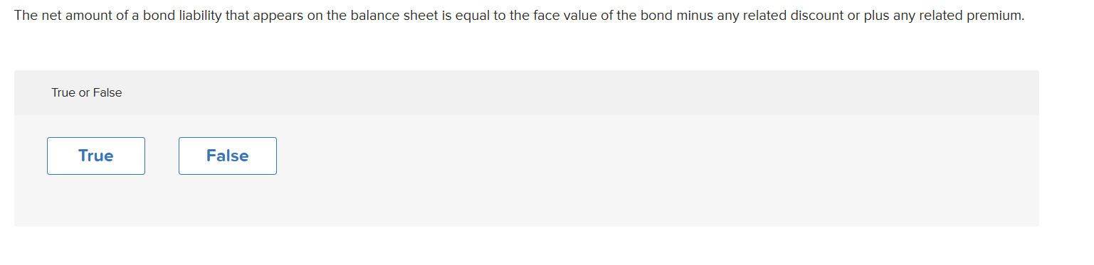 Solved The net amount of a bond liability that appears on | Chegg.com