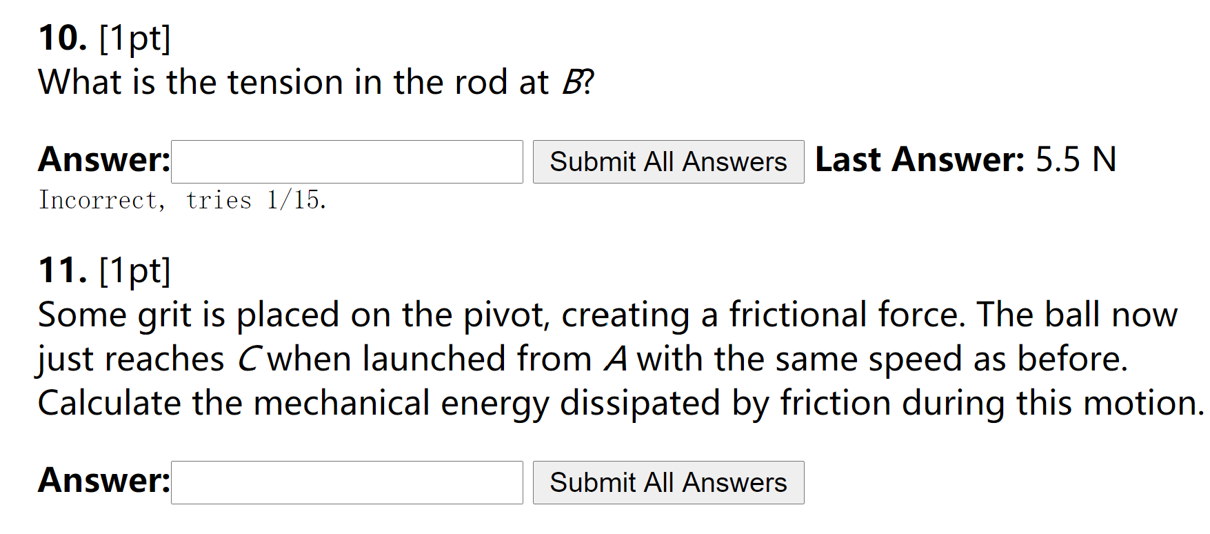 Solved D A L Rod Pivot point с Vo B 9. [1pt] A massless | Chegg.com