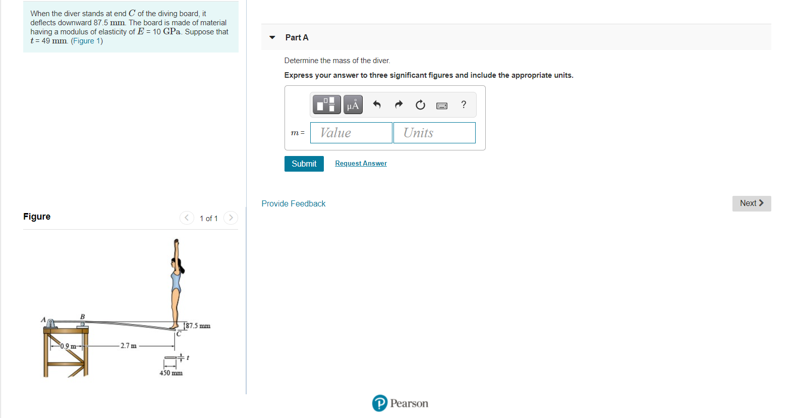 Solved When the diver stands at end of the diving board, it | Chegg.com