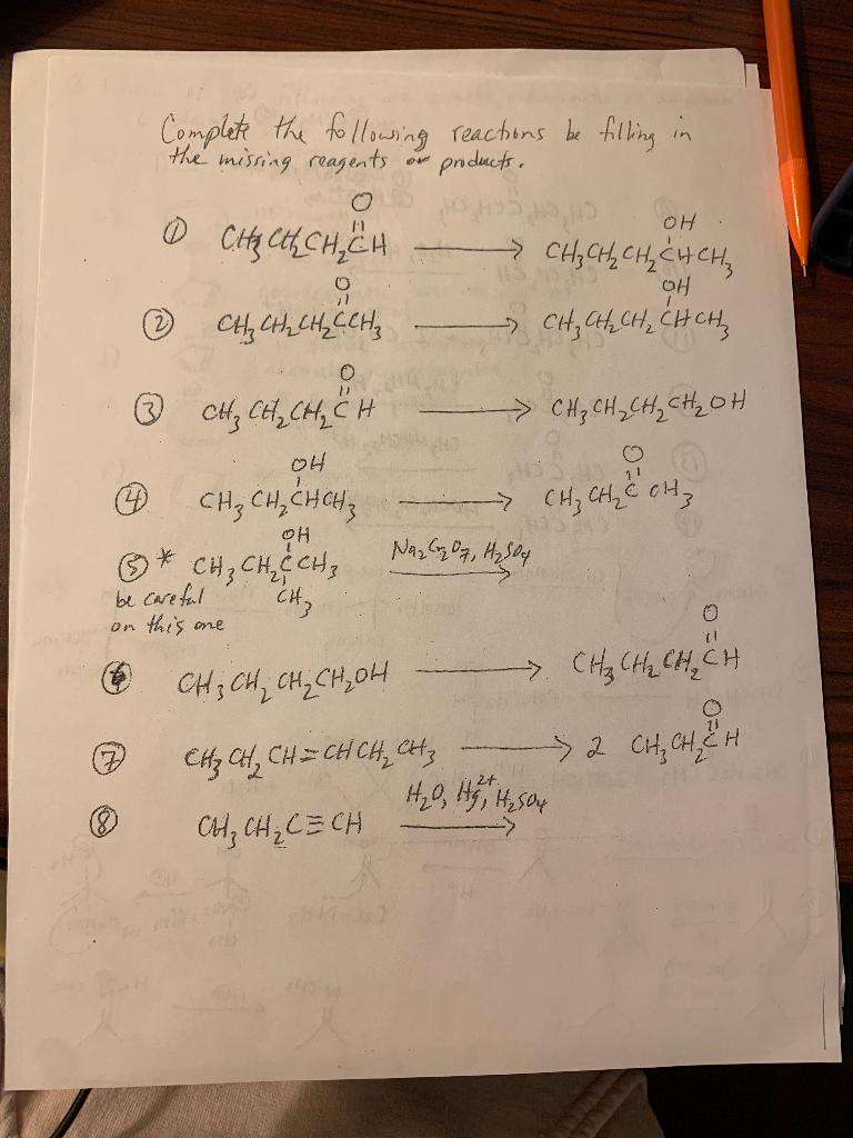 Solved Complete the following reactions be filling in the | Chegg.com