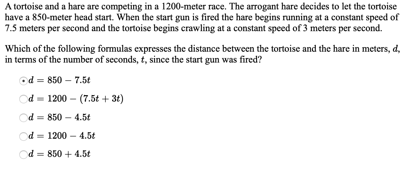 Solved A tortoise and a hare are competing in a 1200-meter | Chegg.com