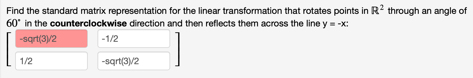 Solved Find the standard matrix representation for the | Chegg.com