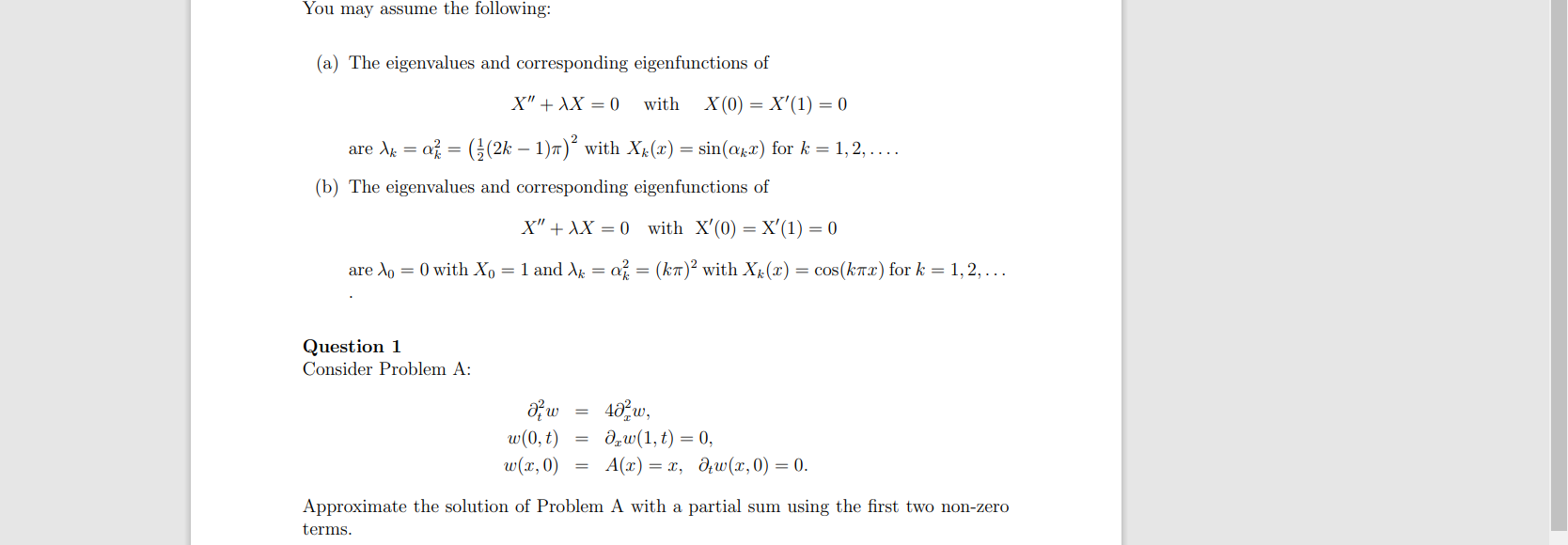 Solved (a) The eigenvalues and corresponding eigenfunctions | Chegg.com