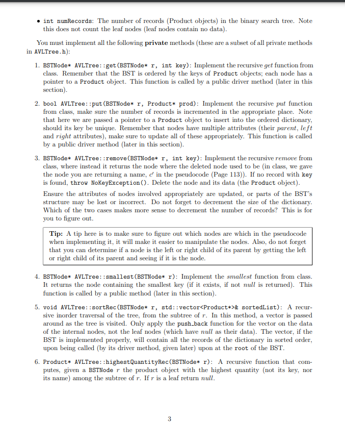 Solved Class AVLTree (BST methods) We are implementing a | Chegg.com Solved Class AVLTree (BST methods) We are implementing a | Chegg.com