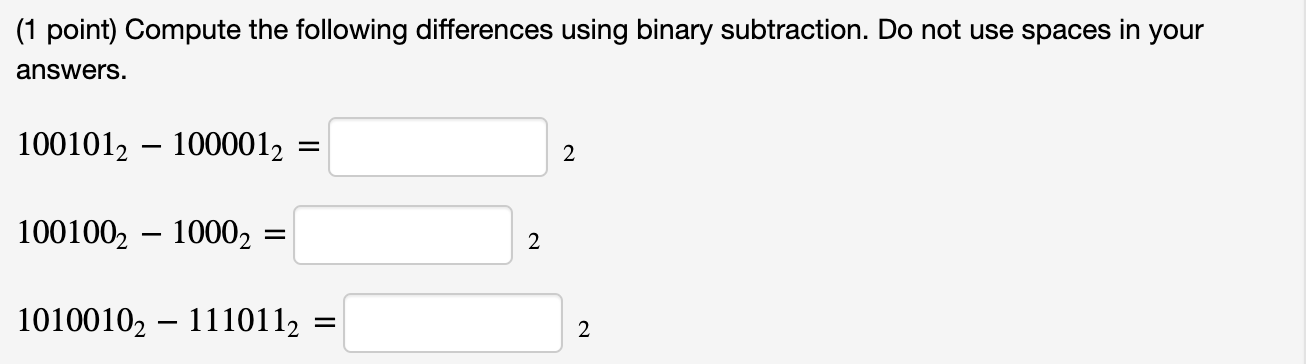 Solved (1 point) Compute the following differences using | Chegg.com