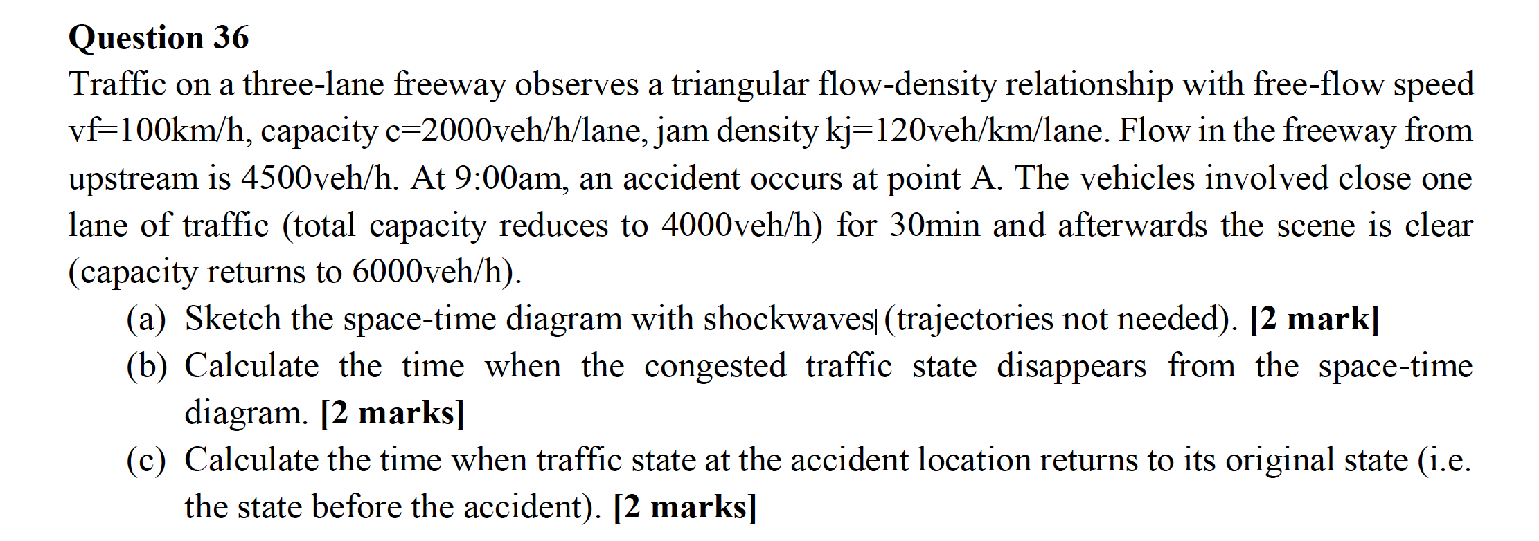 Solved Question 36 Traffic on a three-lane freeway observes | Chegg.com