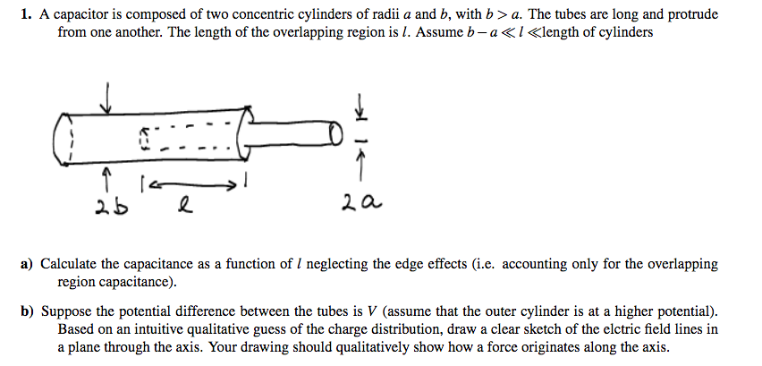 Solved 1. A capacitor is composed of two concentric | Chegg.com