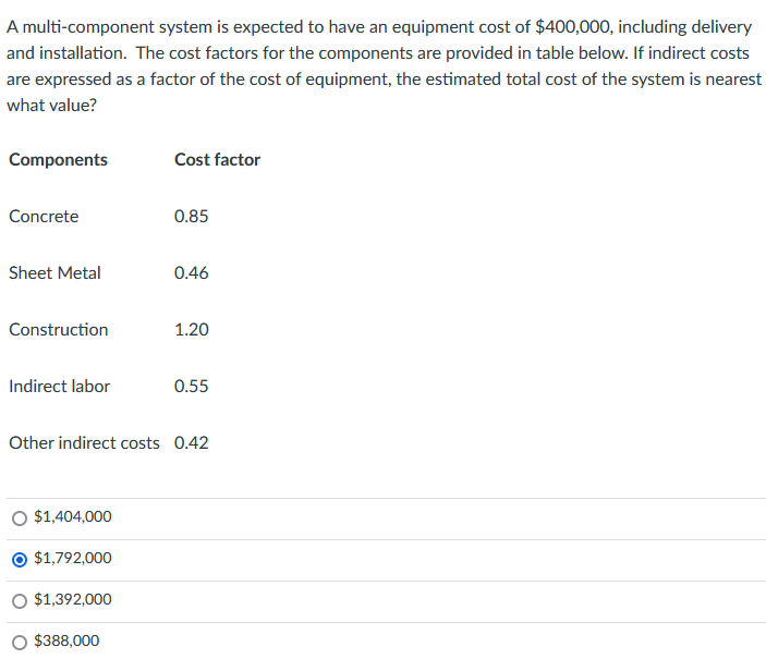 Solved A multi-component system is expected to have an | Chegg.com