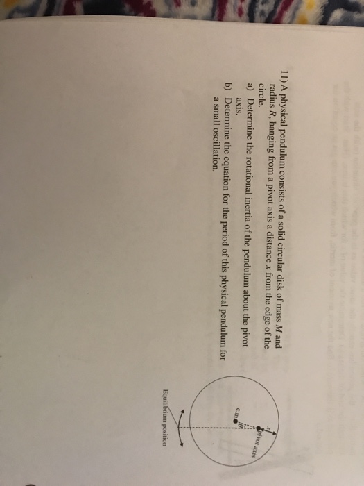 Solved 11) A physical pendulum consists of a solid circular | Chegg.com