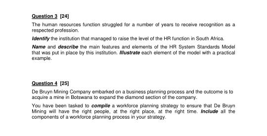 Solved Question 3 [24] The human resources function | Chegg.com