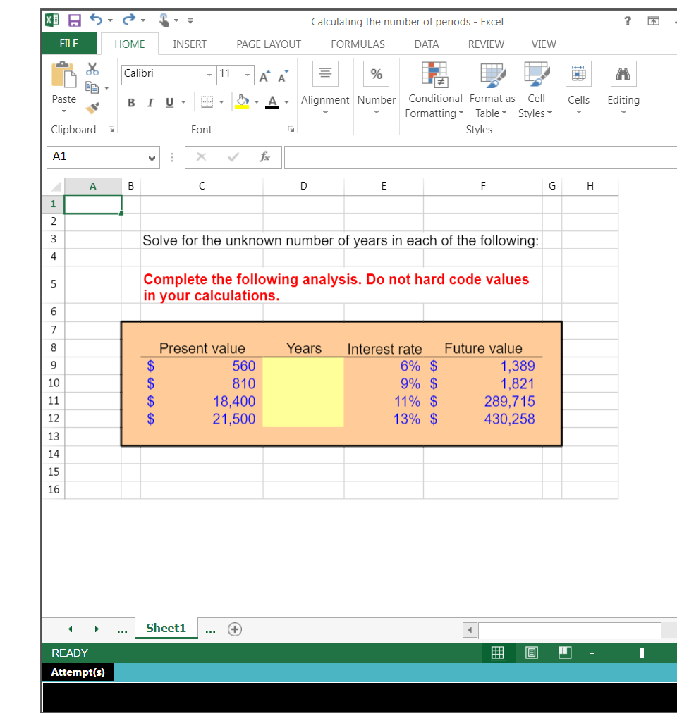 Solved x 5 Calculating the number of periods - Excel ? FILE | Chegg.com