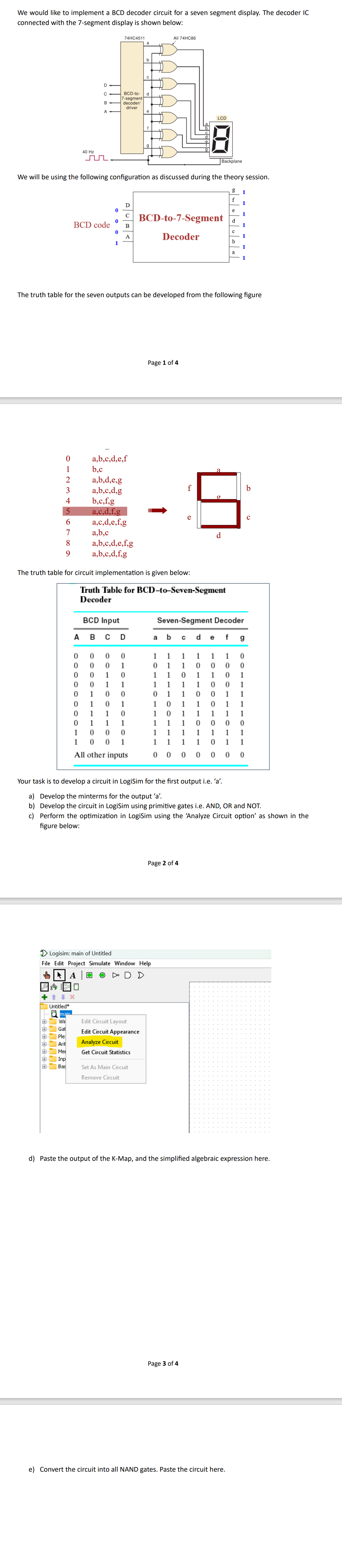 We would like to implement a BCD decoder circuit for | Chegg.com