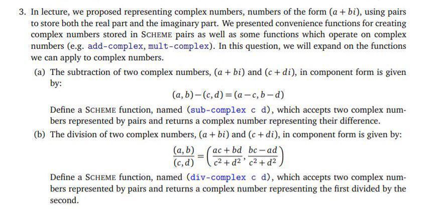 Solved 3. In lecture, we proposed representing complex | Chegg.com