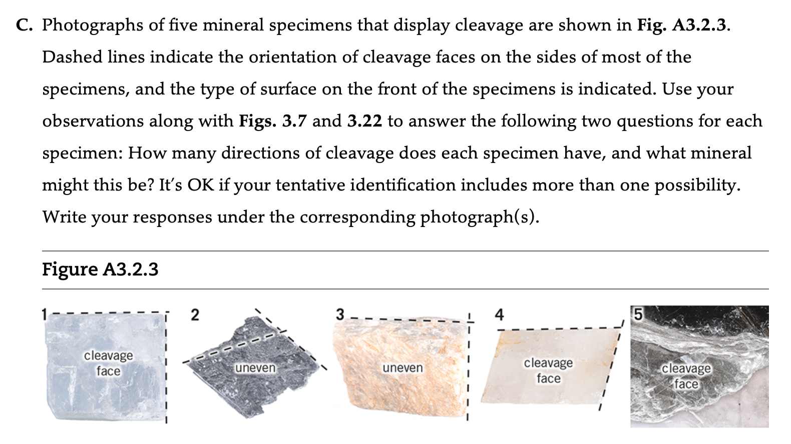 Solved C. Photographs of five mineral specimens that display | Chegg.com