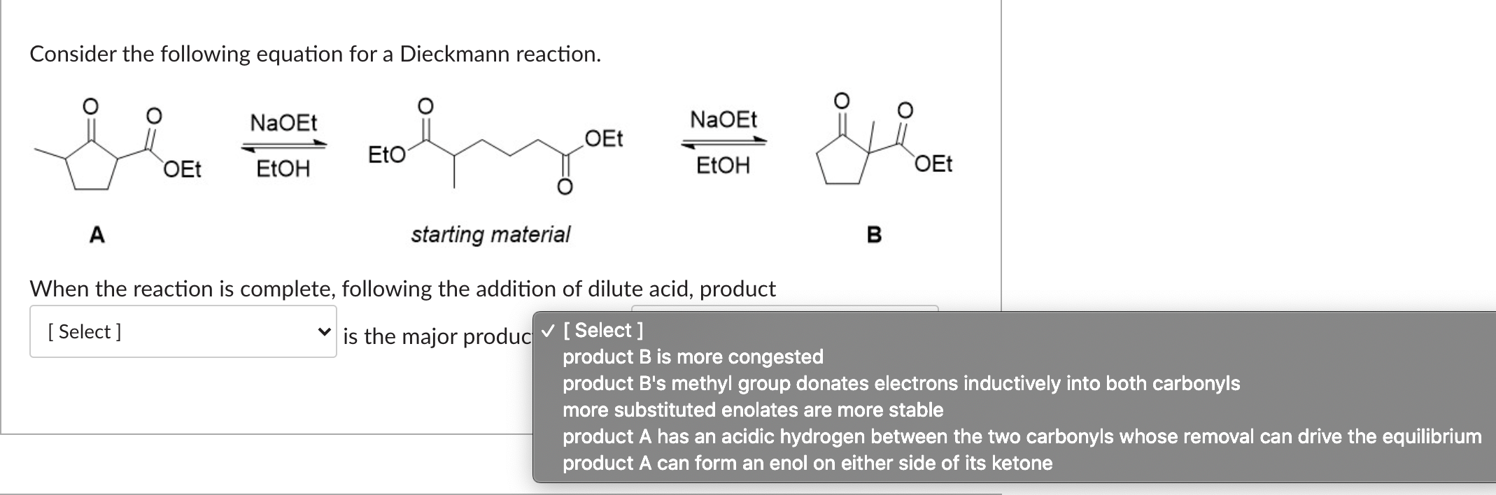 Solved Consider the following equation for a Dieckmann | Chegg.com
