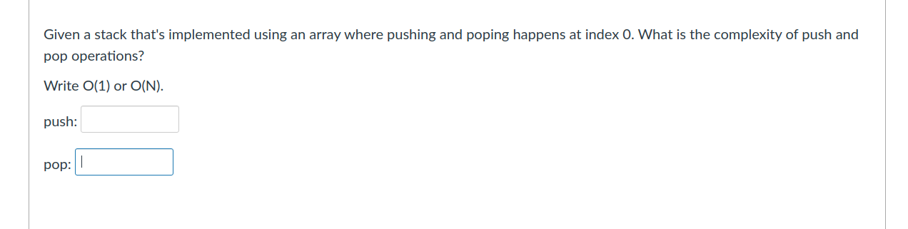 Solved Given a stack that's implemented using an array where | Chegg.com