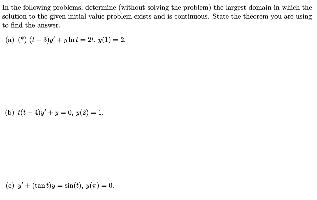 Solved In the following problems, determine (without solving | Chegg.com
