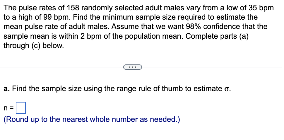 Solved The pulse rates of 158 randomly selected adult males | Chegg.com