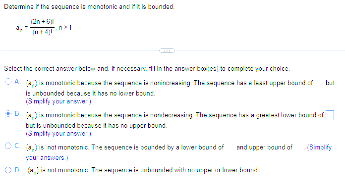 Solved Determine if the sequence is monotonic and if it is | Chegg.com