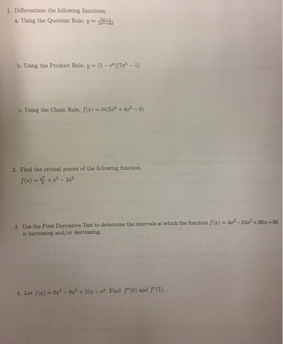 Solved 1. Differentiate the following functions. a. Using | Chegg.com