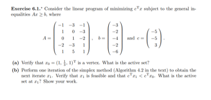 Solved Exereise 6.1." Consider the linear program of | Chegg.com