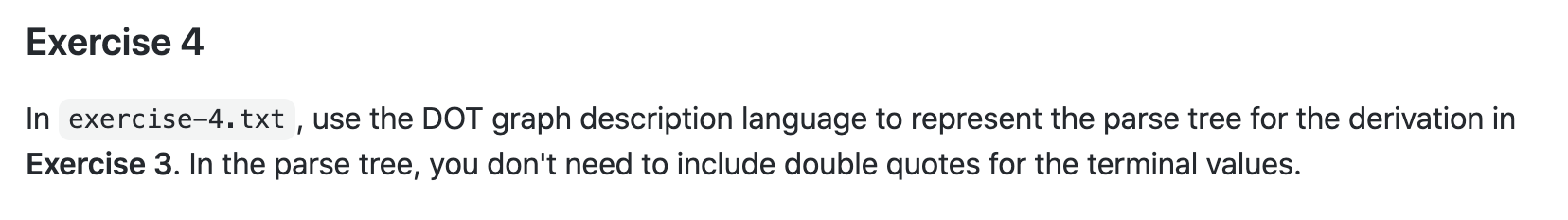 In exercise-3. txt, write the rightmost derivation | Chegg.com