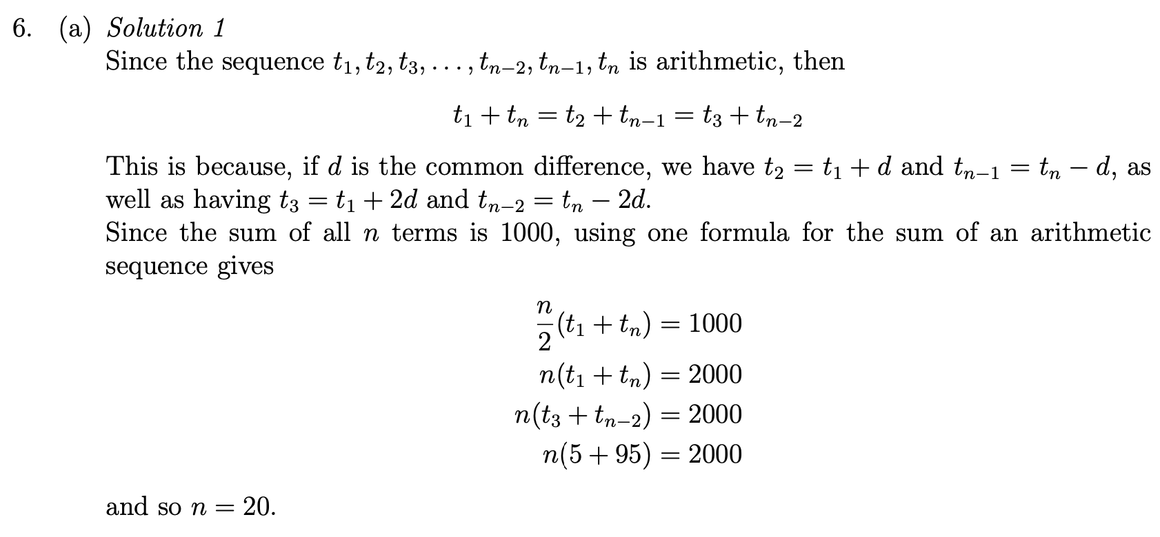 Solved Please explain how the formula becomes n/2 (t1 + tn) | Chegg.com