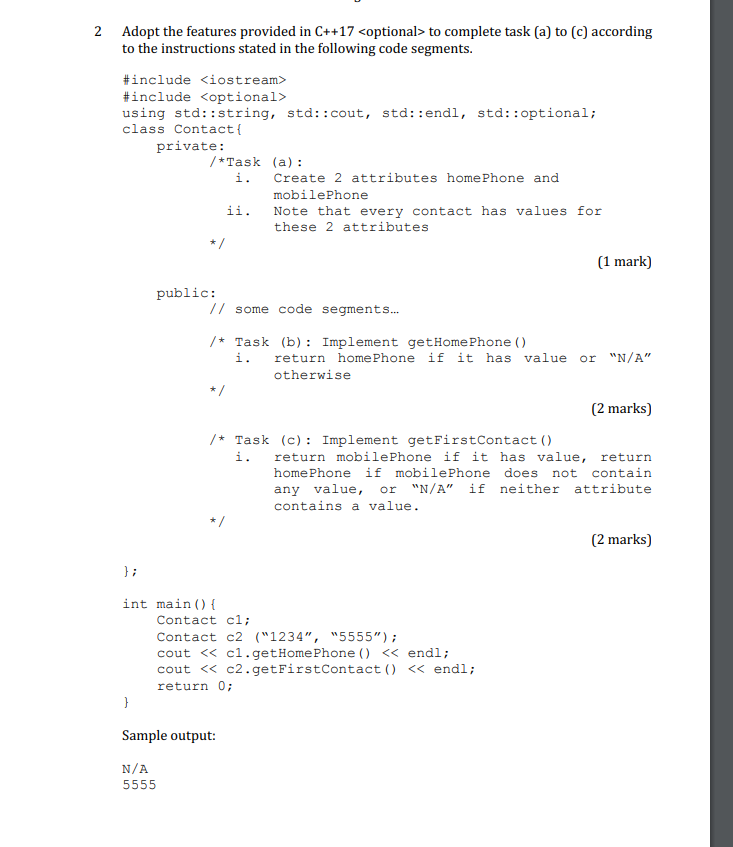 Solved 2 Adopt the features provided in C++17 to complete | Chegg.com