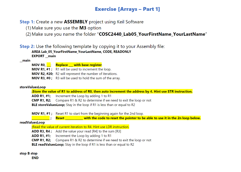 Solved Exercise [Arrays - Part 1] Step 1: Create a new | Chegg.com