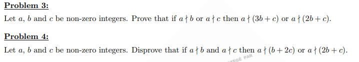 Solved Problem 3: Let a, b and c be non-zero integers. Prove | Chegg.com