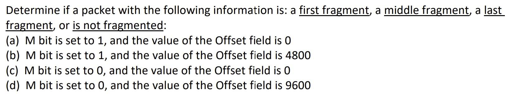 Solved Determine if a packet with the following information | Chegg.com
