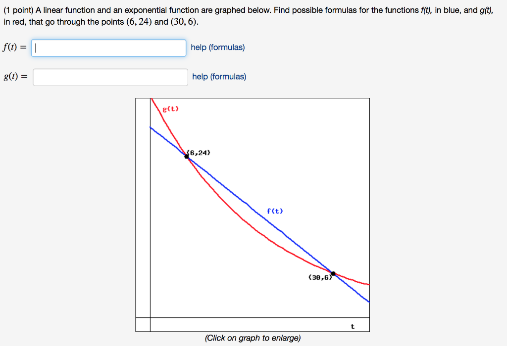 Solved (1 point) A linear function and an exponential | Chegg.com