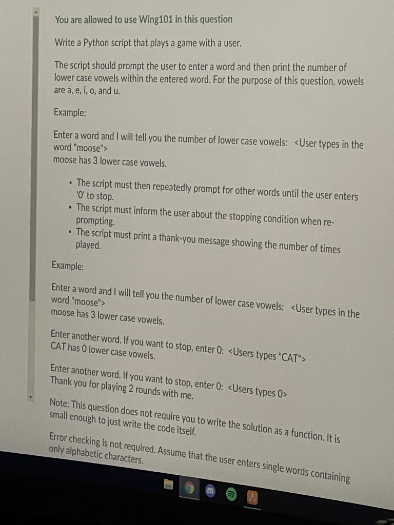 Solved You are allowed to use Wing101 in this question Write | Chegg.com